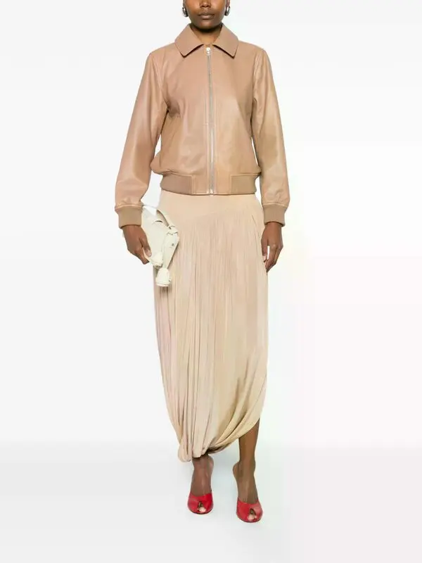 YVES SALOMON Zip-up Lambskin Jacket - Neutrals