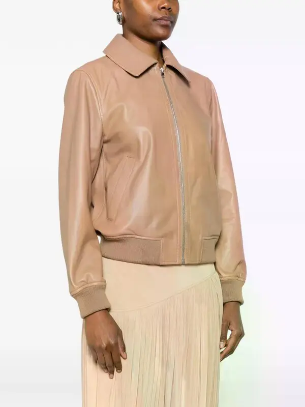 YVES SALOMON Zip-up Lambskin Jacket - Neutrals