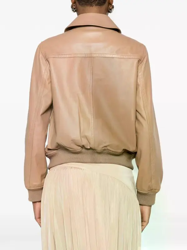 YVES SALOMON Zip-up Lambskin Jacket - Neutrals