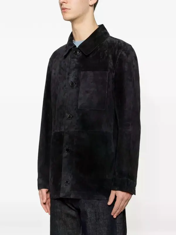 YVES SALOMON Button-fastening Suede Jacket - Blue