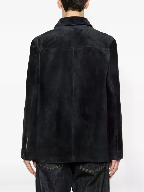 YVES SALOMON Button-fastening Suede Jacket - Blue