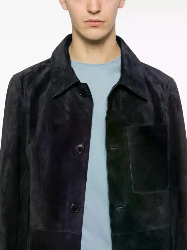YVES SALOMON Button-fastening Suede Jacket - Blue