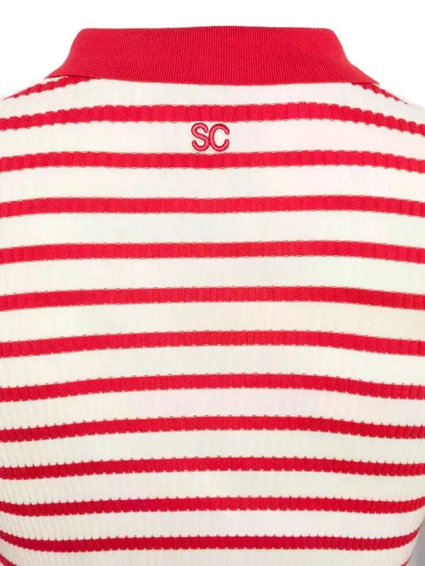 SEMICOUTURE Striped Buttoned Polo Shirt - Neutrals