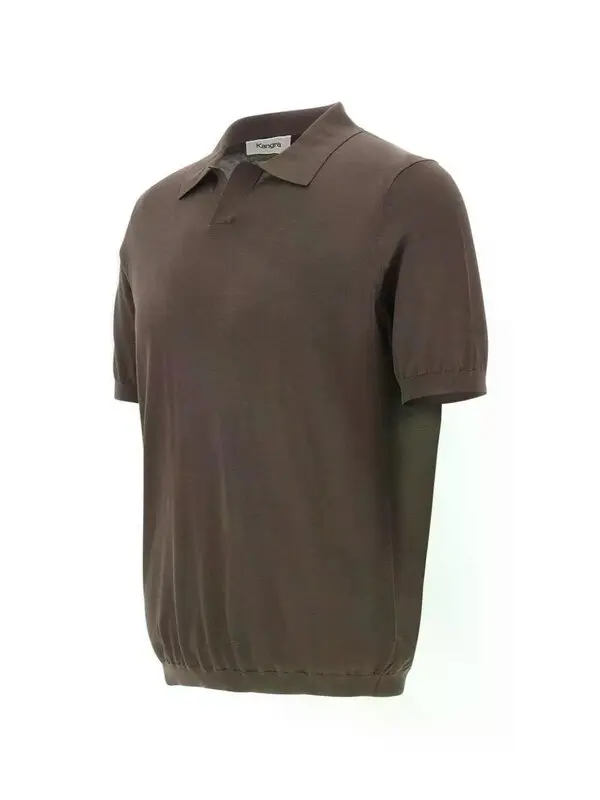 KANGRA Ribbed Short-sleeve Polo-collar T-shirt