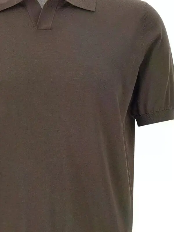 KANGRA Ribbed Short-sleeve Polo-collar T-shirt