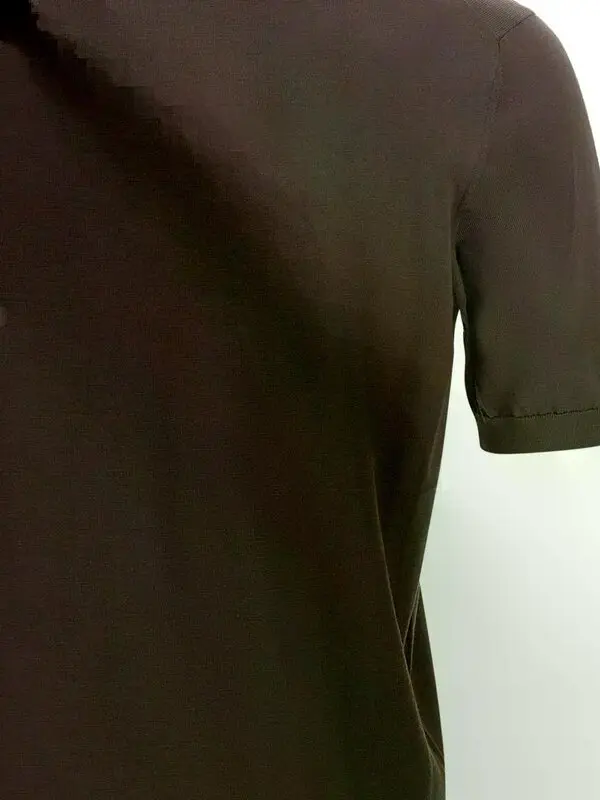 KANGRA Ribbed Short-sleeve Polo-collar T-shirt