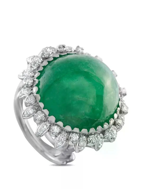 LB EXCLUSIVE Diamond And Emerald Ring - Silver