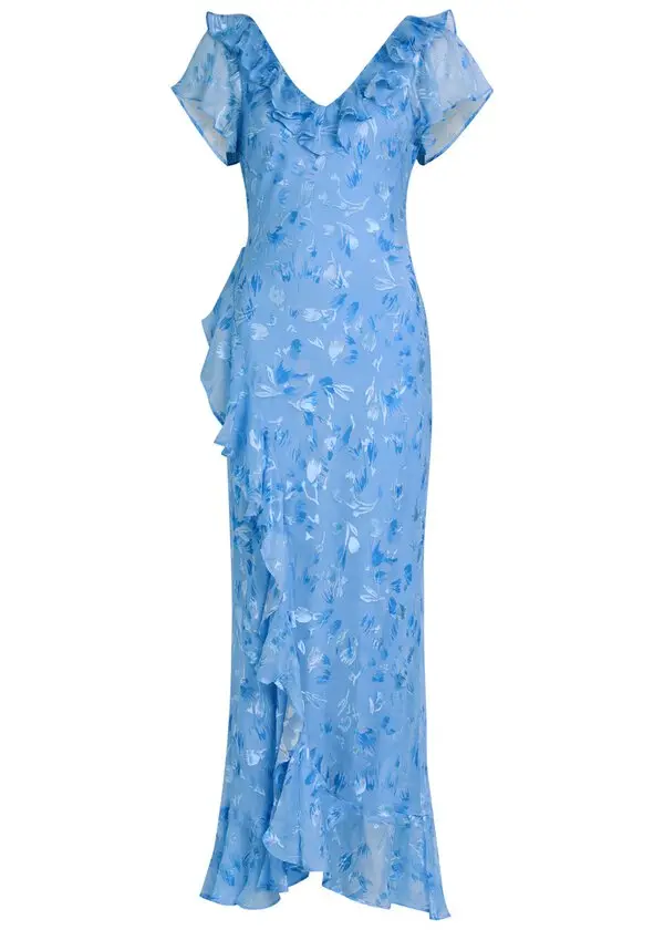 Rixo Meadow Devoré Silk-blend Maxi Dress