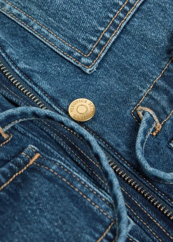 Veronica Beard Truman Drawstring Denim Jacket - Mid Blu
