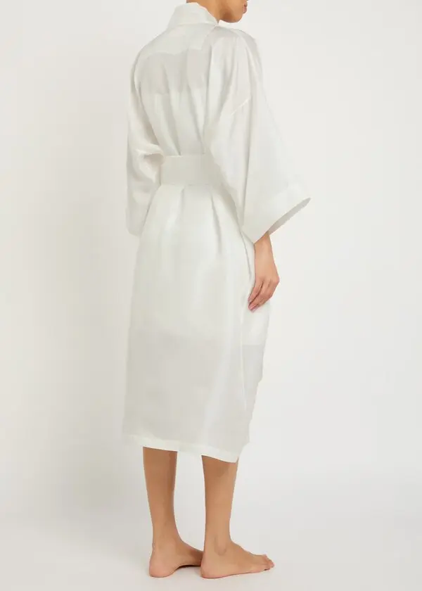 Olivia Von Halle Sabine Silk Robe - Ivory