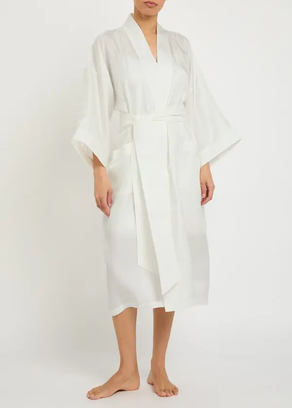 Olivia Von Halle Sabine Silk Robe - Ivory
