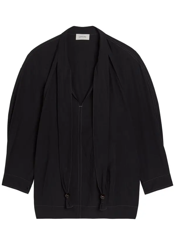 LEMAIRE Scarf-effect Cotton Blouse - Black