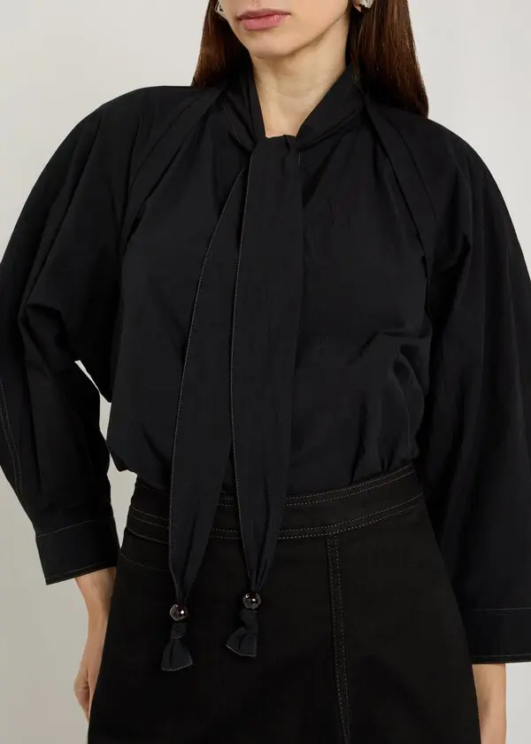 LEMAIRE Scarf-effect Cotton Blouse - Black