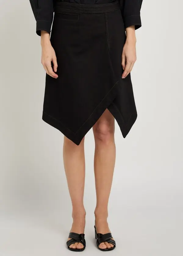 LEMAIRE Asymmetrical Denim Mini Skirt - Black