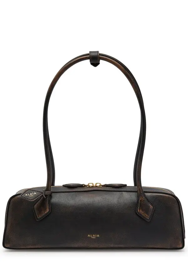 Alaïa Le Teckel Medium Grained Leather Shoulder Bag - Dark Brown