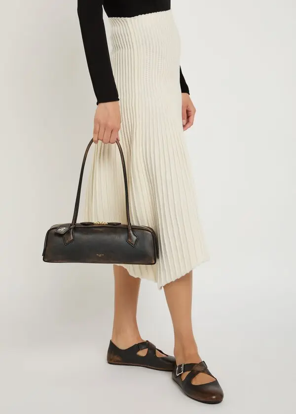 Alaïa Le Teckel Medium Grained Leather Shoulder Bag - Dark Brown