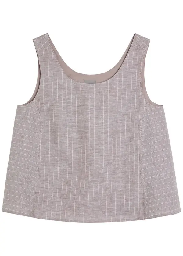Max Mara Caliga Striped Linen And Cotton-blend Tank