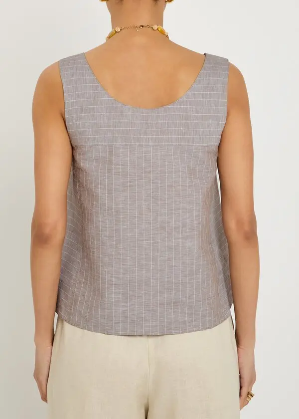 Max Mara Caliga Striped Linen And Cotton-blend Tank