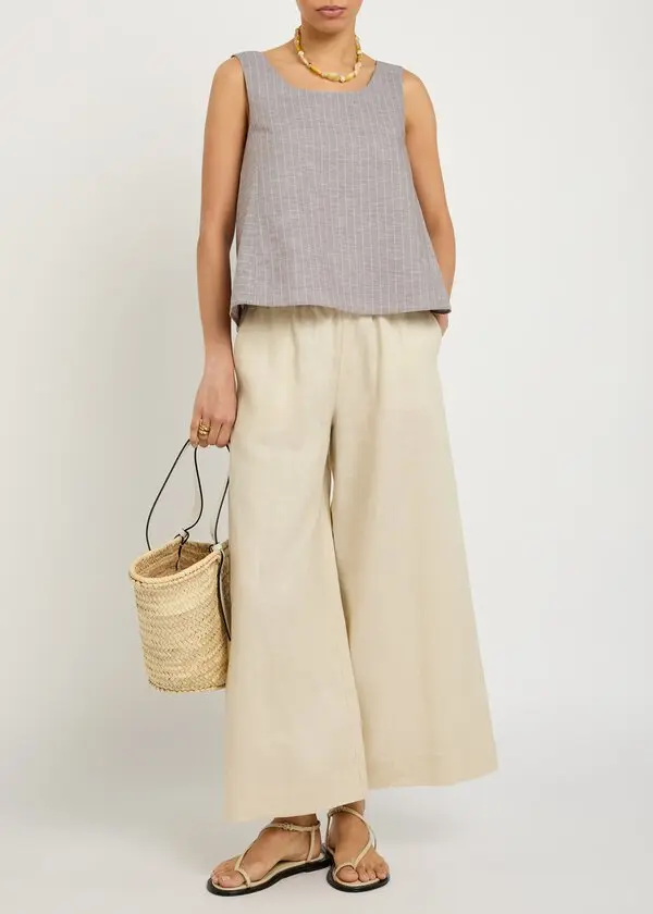 Max Mara Caliga Striped Linen And Cotton-blend Tank