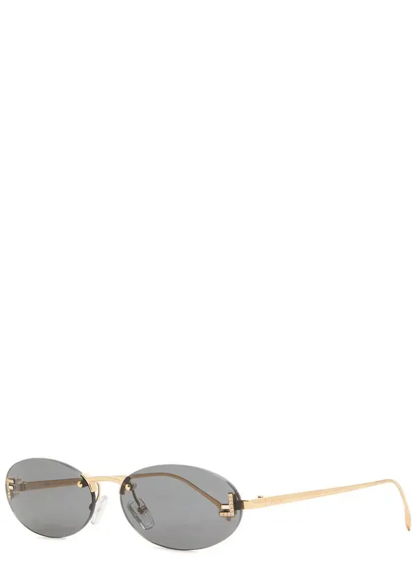 Fendi Rimless Oval-frame Sunglasses - Gold