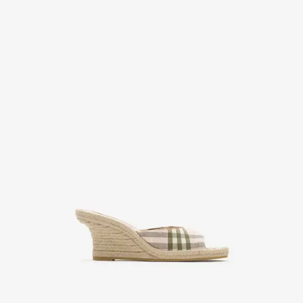 Burberry Check Mews Espadrille Mules - Mallow Pink