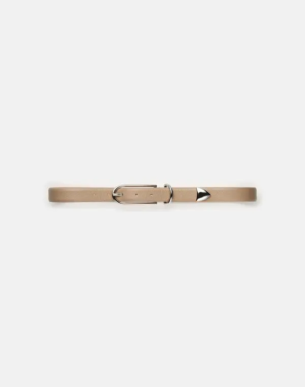Lafayette 148 New York Grained Leather Pyramid Belt - Cement