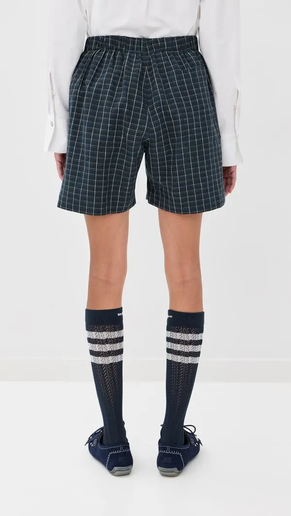WALES BONNER Sunday Plaid Linen Shorts