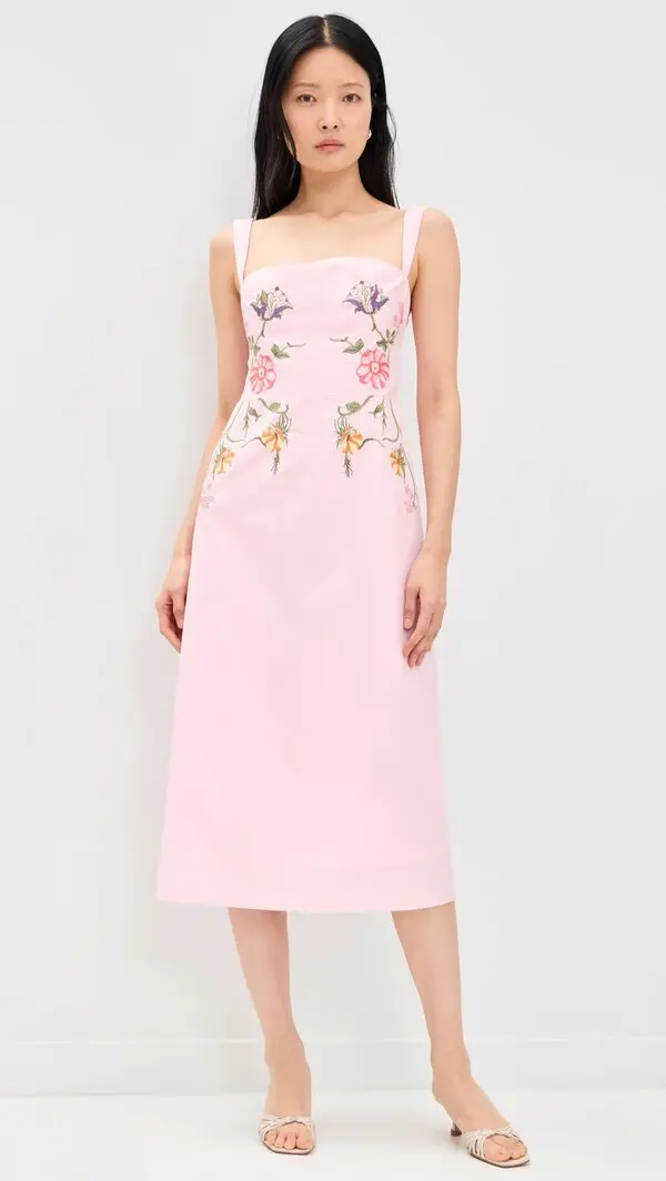 Fanm Mon Umut Embroidered Midi Dress - Venus Pink | Editorialist