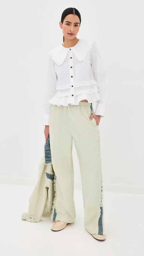 TANNER FLETCHER Ruched Stripe Pants