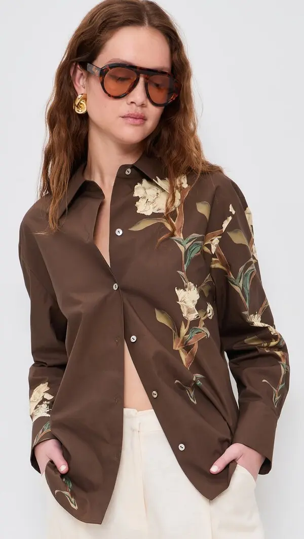 Vince Floral Print Button-down Shirt