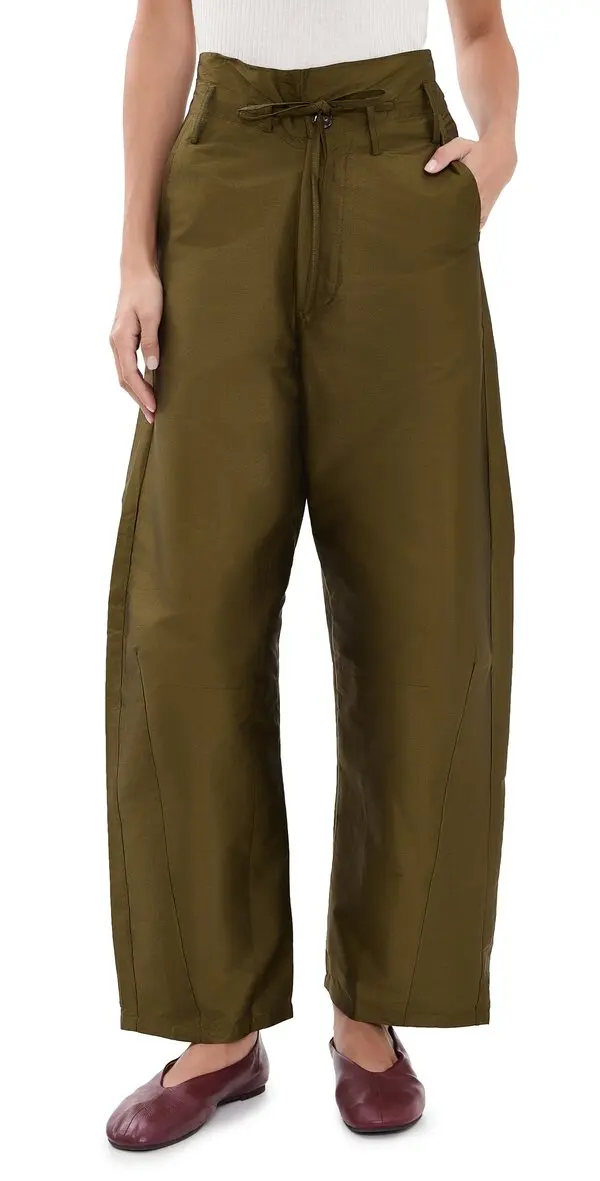 Chan Luu Techno Taffeta Barrel Pants - Olive