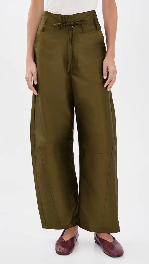 Chan Luu Techno Taffeta Barrel Pants - Olive