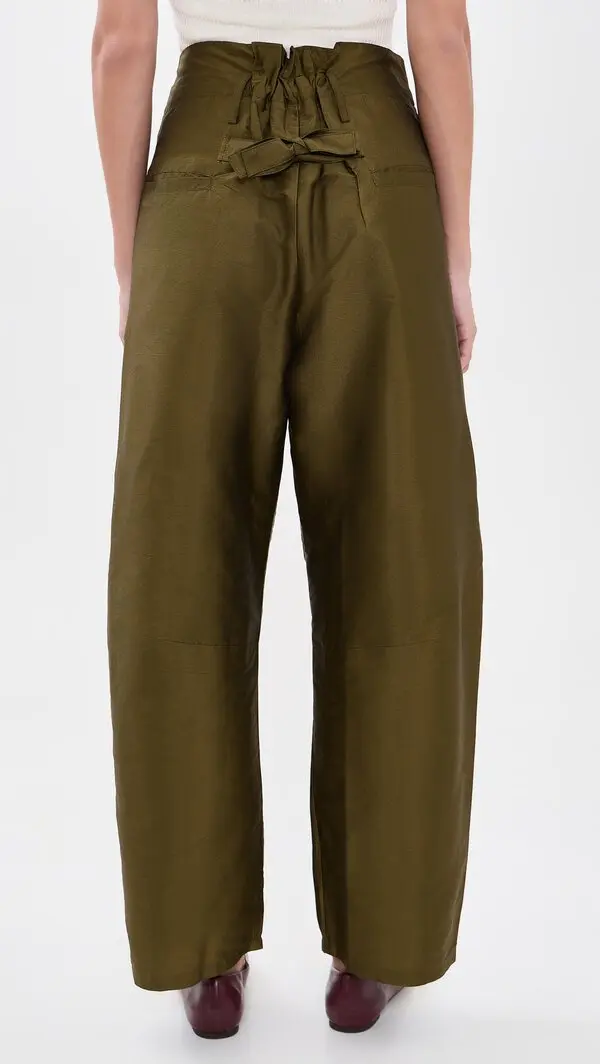 Chan Luu Techno Taffeta Barrel Pants - Olive
