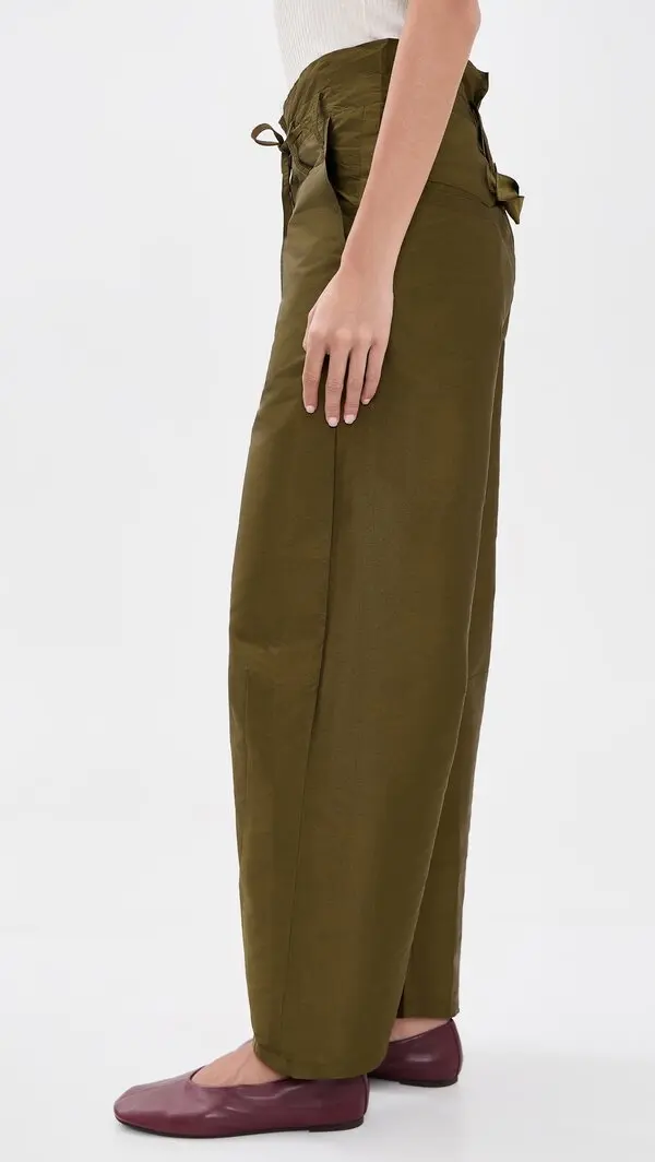 Chan Luu Techno Taffeta Barrel Pants - Olive