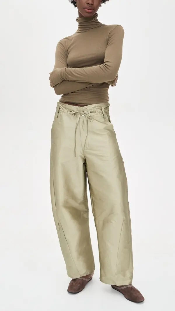 Chan Luu Techno Taffeta Barrel Pants - Sage