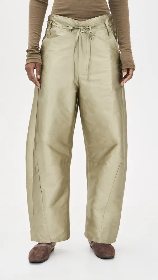 Chan Luu Techno Taffeta Barrel Pants - Sage