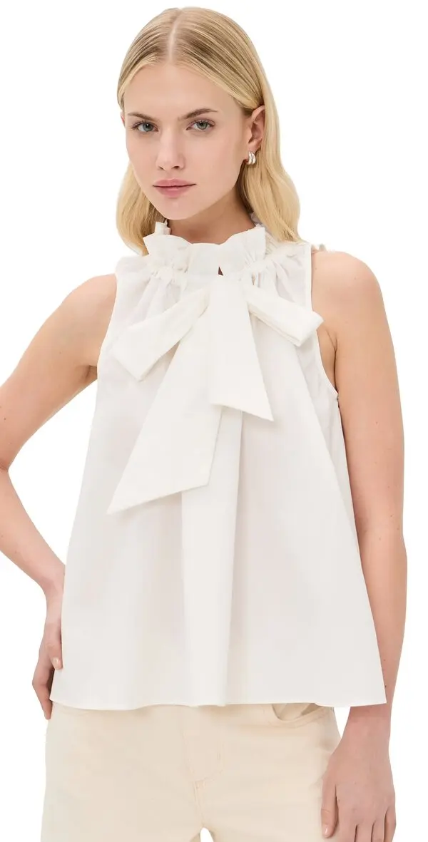 Caroline Constas Addy Sleeveless Tie Blouse