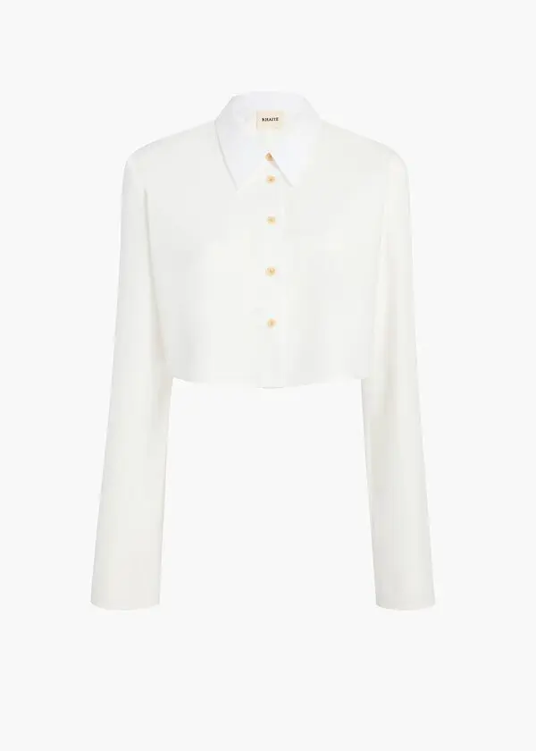 Khaite Fritz Long-sleeve Poplin Top - Chalk