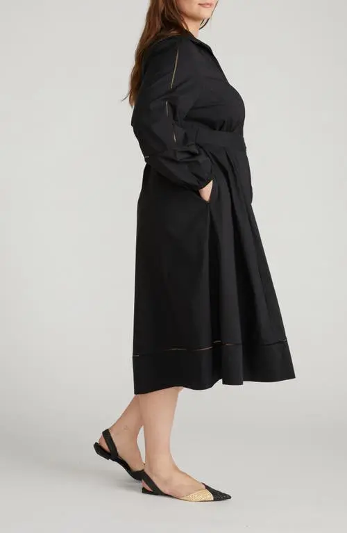 Universal Standard Yuli Long Sleeve Stretch Poplin Midi Dress