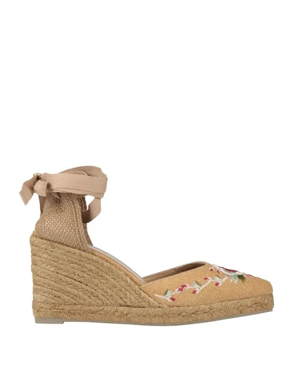 CastaÑer Embroidered Textile Wedge Espadrilles - Beige