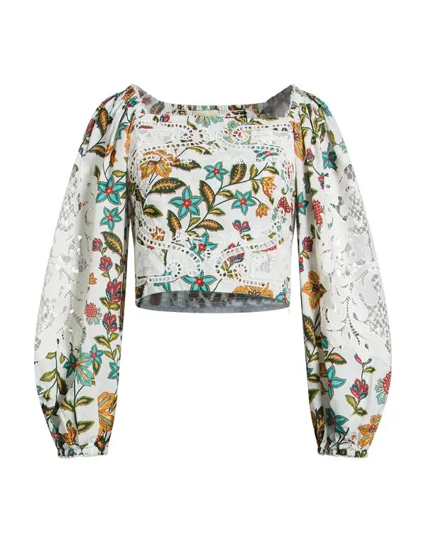 Farm Rio Botanicals Off-lace Blouse Top - White