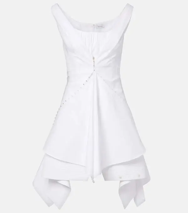 Alexander McQueen Ruffled Cotton Mini Dress - White
