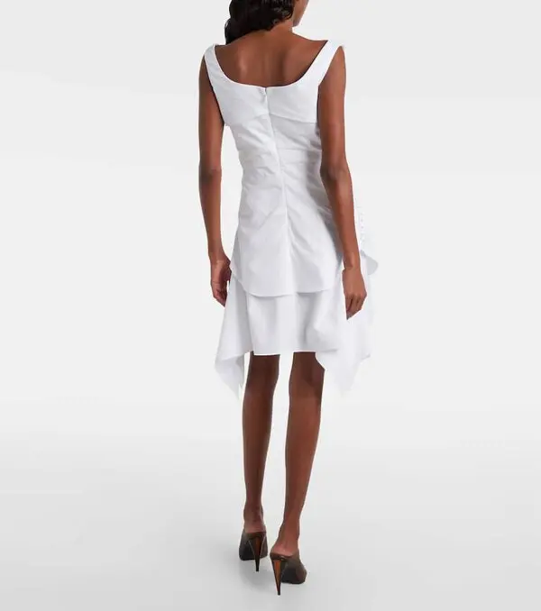 Alexander McQueen Ruffled Cotton Mini Dress - White