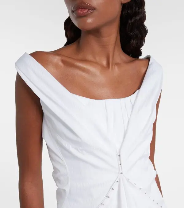 Alexander McQueen Ruffled Cotton Mini Dress - White