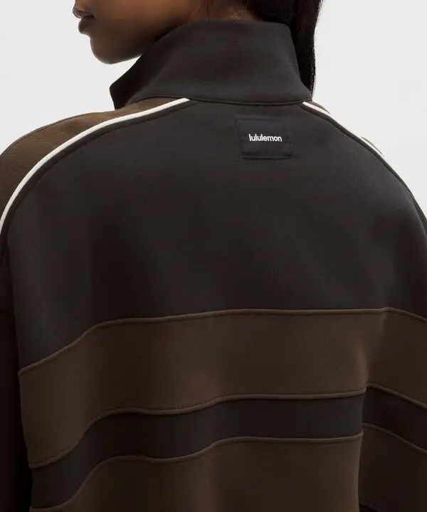 Lululemon Steady State Oversized Funnel Full Zip - Black/walnut Crunch/light Ivory