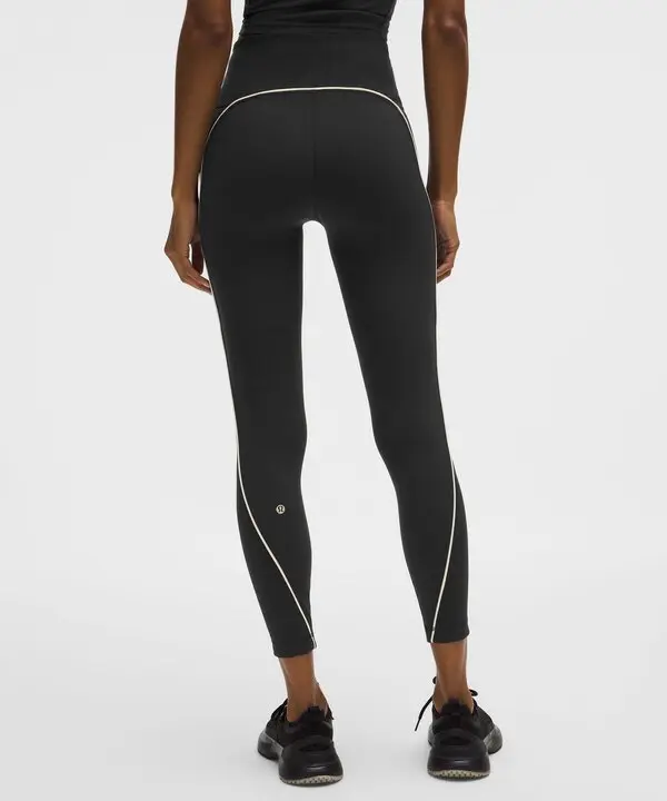 Lululemon Wunder Train No-line Piped High-rise Tight 25 - Black/light Ivory