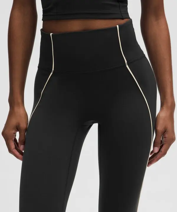 Lululemon Wunder Train No-line Piped High-rise Tight 25 - Black/light Ivory