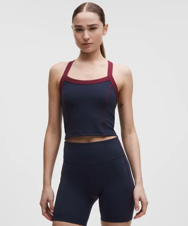 Lululemon Wunder Train Piped Strappy Tank Top - True Navy/burgundy Bay
