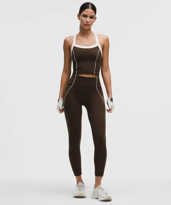 Lululemon Wunder Train Piped Strappy Tank Top - Walnut Crunch/light Ivory