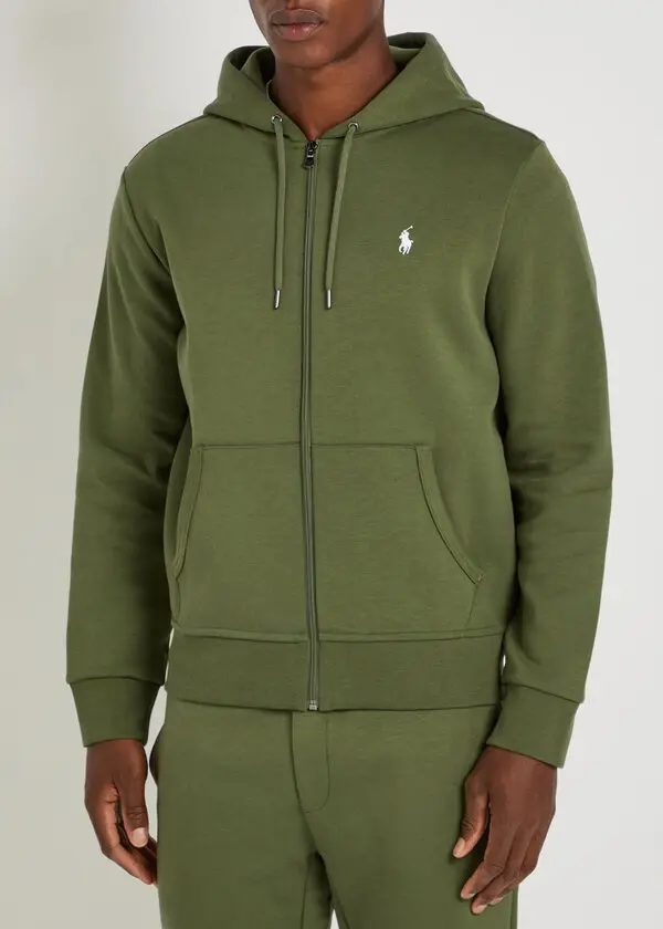 Polo Ralph Lauren Hooded Cotton-blend Sweatshirt - Olive